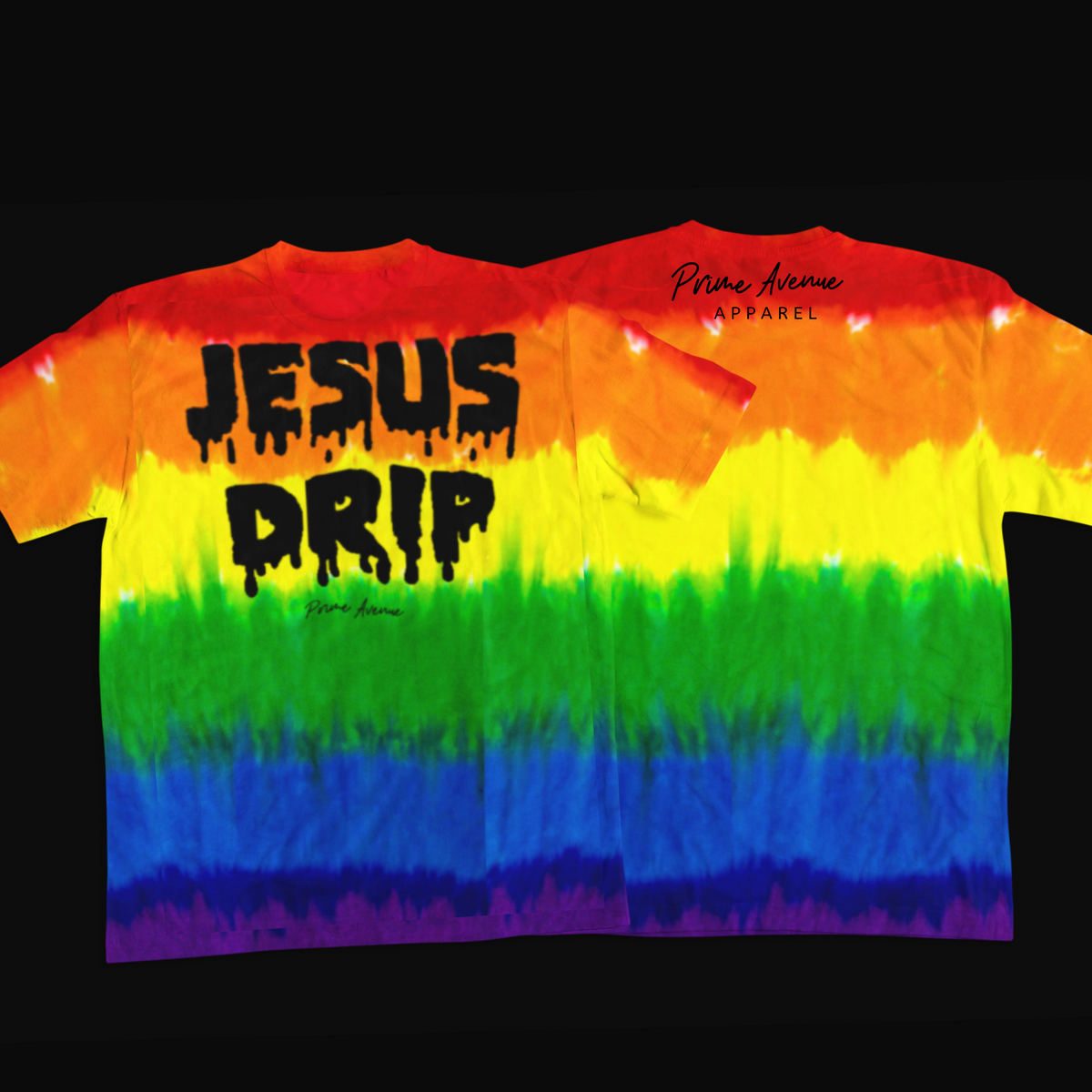 Black Jesus Drip Rainbow Tie Dye T-Shirt – Prime Avenue